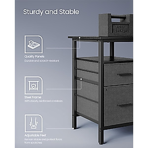 VASAGLE L-Shaped Desk with Power Outlets, Computer Desk with Monitor Stand, Corner Desk, Gaming Desk with LED Lights, 2 Drawers, Easy to Assemble, for Home Office, Ebony Black ULWD095B56