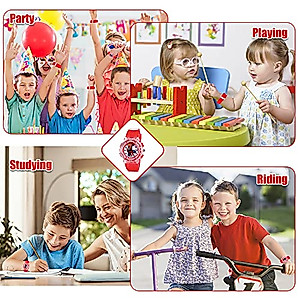 Joyday Kids Watch, Superhero Analog Watch for Boys Girls, 3 Colors Flashing Cool Inexpensive Gift for Toddlers, Red