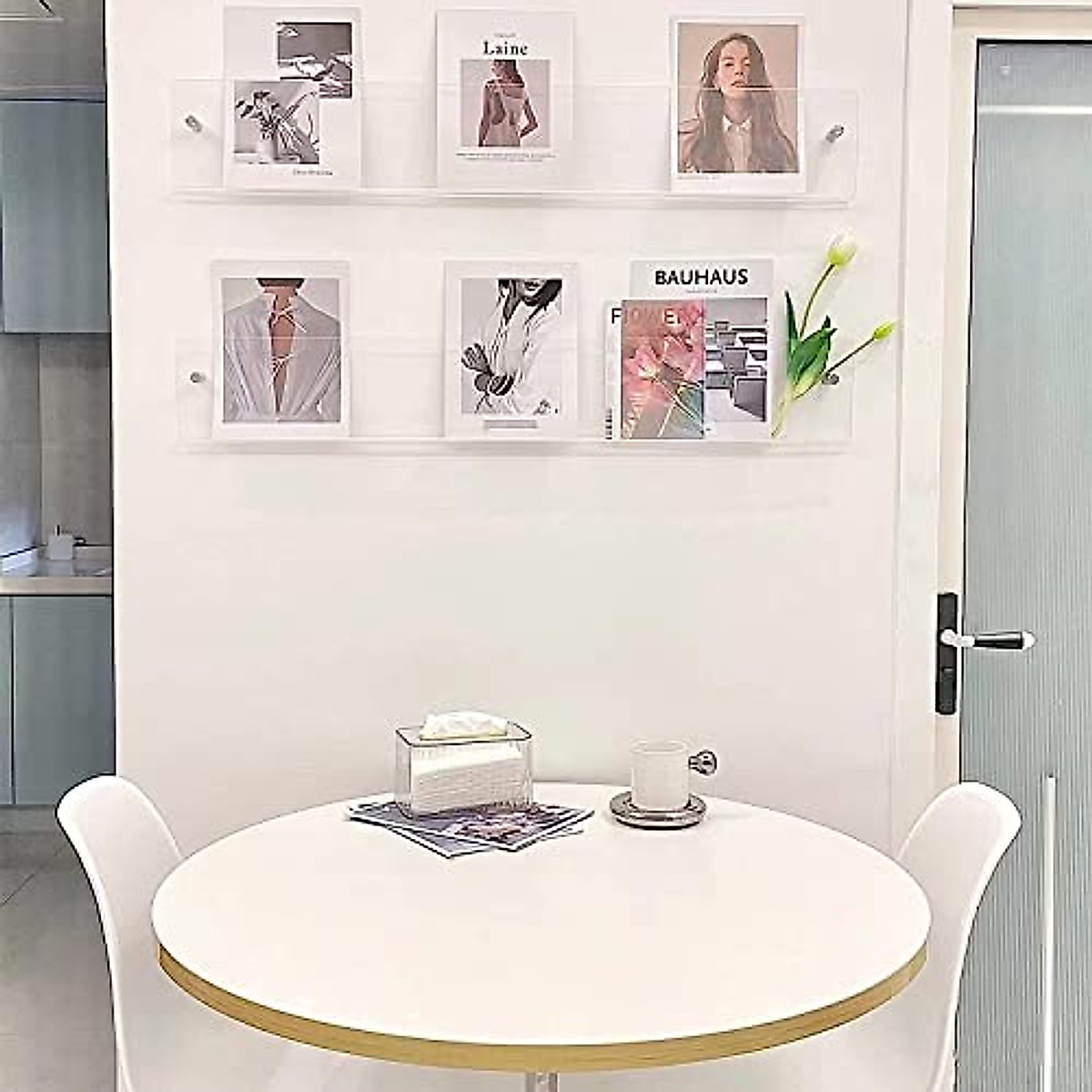 2-Pack Acrylic Magazine Holder Brochure Holder, 17" Record Holder Magazine Rack, Fashion Hanging Bookshelf Literature Storage Rack for Waiting Room, Living Room, Office, Clear 17 Inch