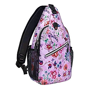 MOSISO Sling Backpack, Multipurpose Travel Hiking Daypack Rope Crossbody Shoulder Bag, Lobularia Maritima
