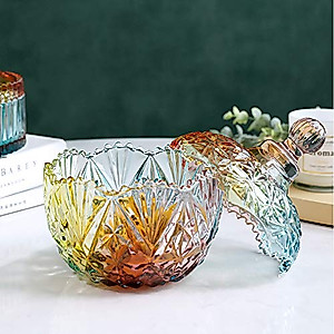 Danmu 1Pc Colorful Glass Storage Jar, Candy Jar with Lid, Cookie Jar, Jewelry Box Buffet Jar Biscuit Containers (260ml / 9oz)