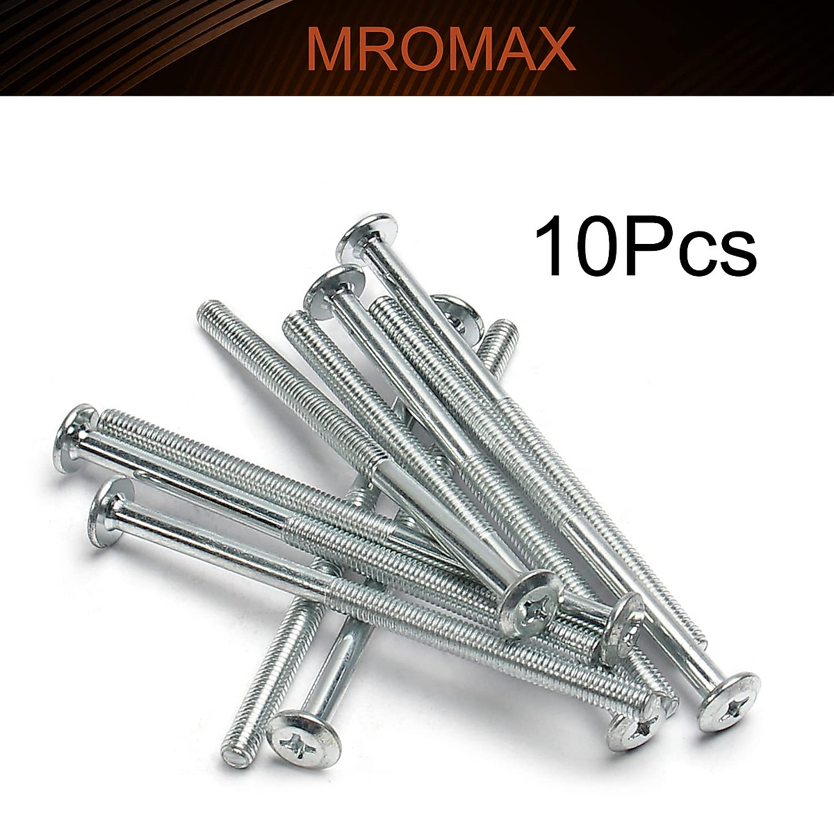 MroMax 10pcs M6-1 x 100mm Flat Head Machine Screws, Extra Long Phillips Head Bolts, Carbon Steel Screw Half Thread, Metric, Replacement Screws for Double Bed Furniture TV Rack Wall Hanging
