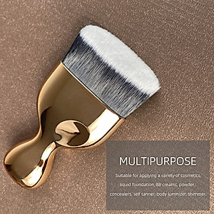 Angled Foundation Kabuki Brush High Density Face Body Kabuki Makeup Brush for Liquid Foundation Powder Cream Contour Buffing Stippling Blending (Gold)