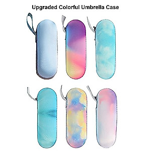 Aikelai Mini Travel Umbrella with Case , 8 Ribs Folding Small Compact Portable Umbrella for Sun and Rain, Windproof Sun Protection (rainbow)