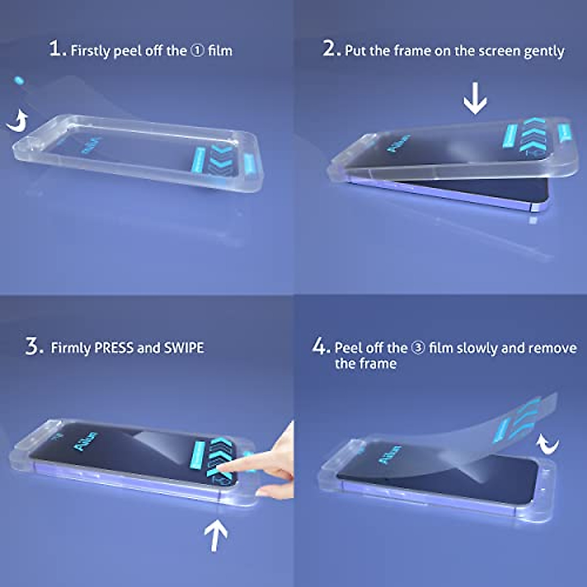 Ailun OnePeel Installation Frame Screen Protector for iPhone 14 Pro [6.1 inch] 2 Pack+2 Pack Camera Lens Protector,Sensor Protection,Dynamic Island Compatible,Tempered Glass,Case Friendly
