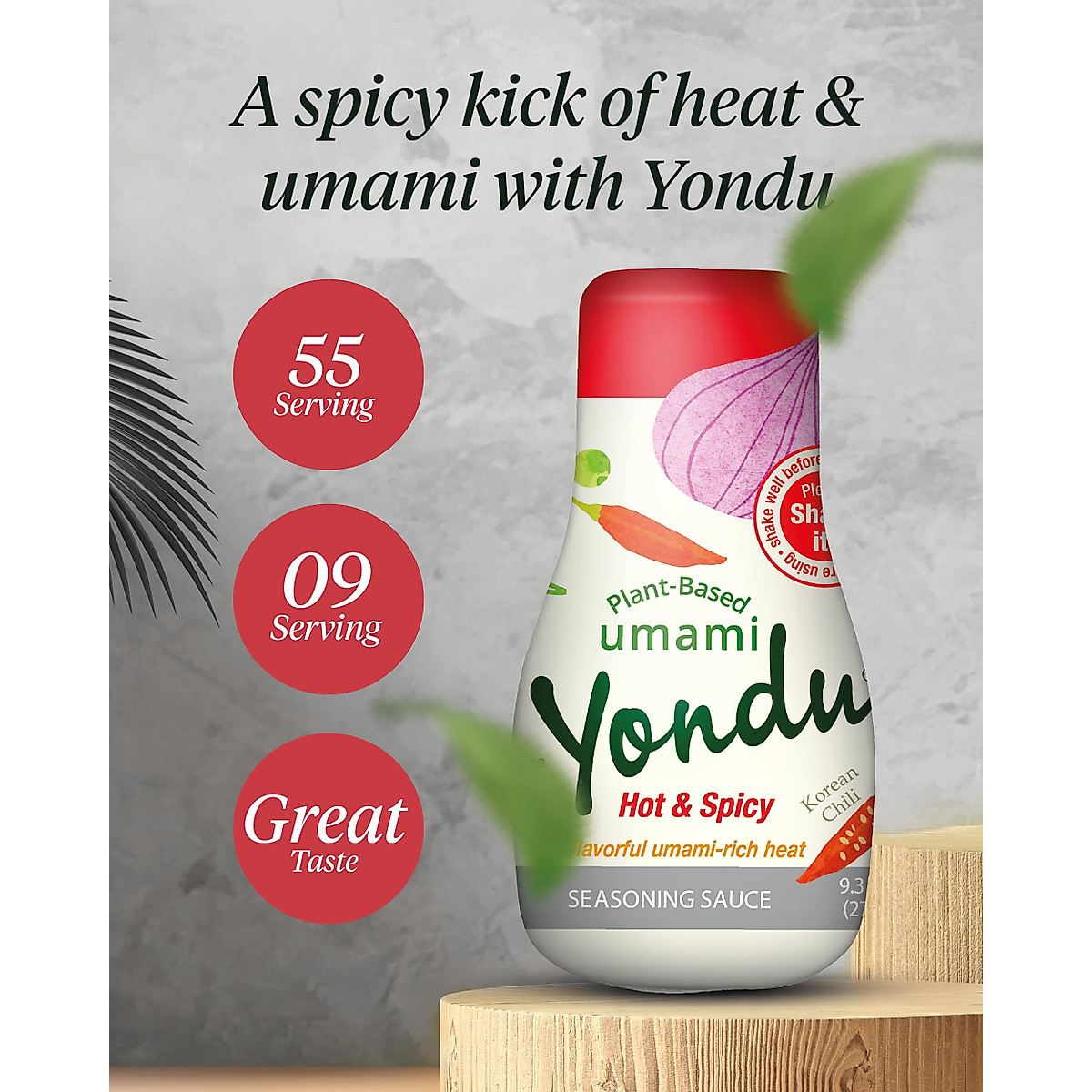 Yondu Hot & Spicy - Plant-Based Spicy Seasoning Sauce – Flavorful umami rich heat to awaken your palate. Better Than: Fish Sauce, Soy Sauce, Bouillon (9.3 Fl oz)