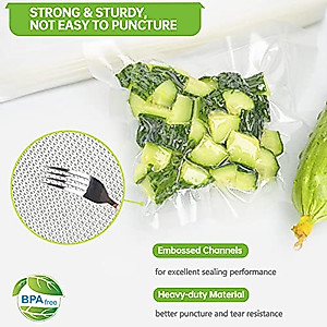 Vacuum Sealer Bags, 7 Rolls Food Storage Bags Rolls with 1 Marker & 80 Labels, BPA Free Commercial Grade Food Seal Bag for Microwave, Sous Vide, Freezer Food Storage - 6 Inch | 8 Inch | 10 Inch | 11 Inch Width (10 Feet Length)