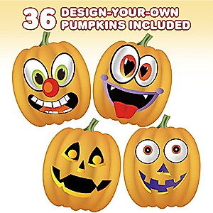ArtCreativity Make Your Own Jack-O-Lantern Face Sticker Set - 36 Sheets - Customizable Halloween Stickers for Kids, Fun Crafts Classroom Activity, Best for Halloween Party Favors, Goodie Bag Fillers