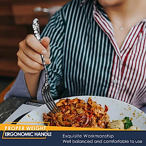 Stapava 72-Piece Black Silverware Set for 12 with Steak Knives, Stainless Steel Cutlery Flatware Set for 12, Eating Utensils Tableware with Butterfly Flower Laser, Mirror Polished, Dishwasher Safe