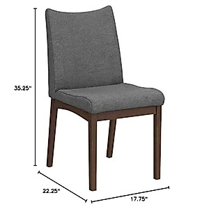 Christopher Knight Home Dimitri Fabric with Walnut Finish Dining Chairs, 2-Pcs Set, Dark Grey