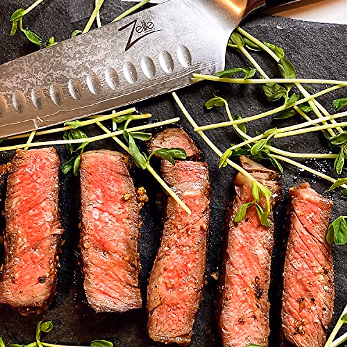 Zelite Infinity Santoku Knife 7 Inch, Santoku Chef Knife, Japanese Chef Knife, Japanese Knife, Chopping Knife, Santoku Knives - Japanese AUS-10 Super Steel 67-Layer Damascus Knife - Razor Sharp Knife