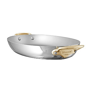 Mauviel M'Cook B Stainless Steel Oval Pan With Brass Handles,11.8-in, Made In France