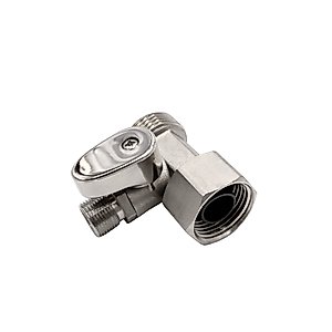 LUXE Bidet Metal T-adapter with Shut-off Valve, 3-way Tee Connector, Nickel Finish, for LUXE NEO Plus Series Bidets (7/8 x 7/8 x 3/8)