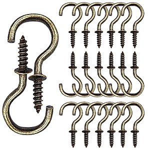 haowei Ceiling Hooks 20-Pcs for Hanging Plants, Cups, Utensils and Christmas String Lights for Kitchen, Bedroom, Office, Wire Shelf (Bronze Hook)