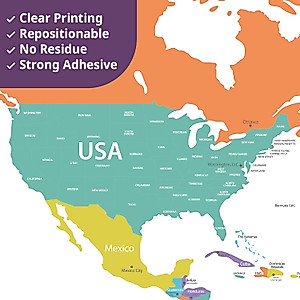 DECOWALL DMT-1809S Modern Pastel Tones World Map Kids Wall Stickers Wall Decals Peel and Stick Removable Wall Stickers for Kids Nursery Bedroom Living Room (Large)