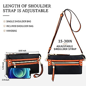 ACNFS Crossbody Bag Shoulder bags for Women, Small Handbag Leather Wristlet Clutch Cellphone Wallet with 2 Detachable Straps