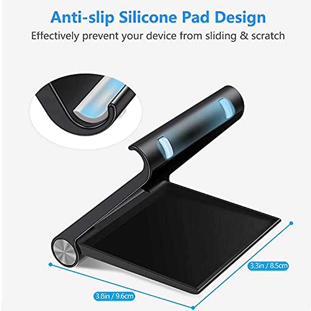 VOVIGGOL Cell Phone Stand Holder, Cellphone Holder Adjustable Desktop Phone Stand for Desk, Foldable Phone Cradle Dock Mobile Stand for iPhone iPad Tablet 4 to 7.9 Inch Smartphones (Black)