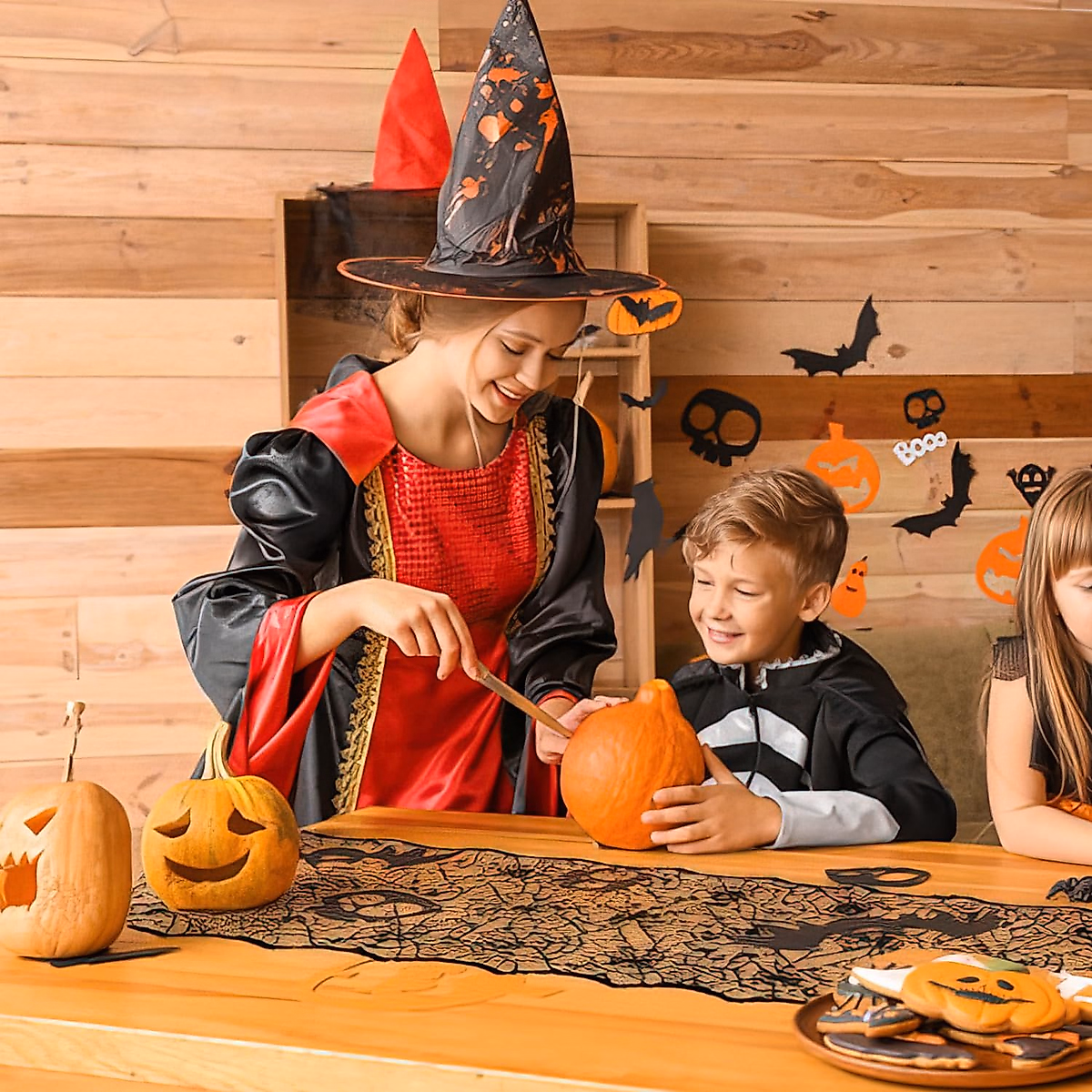 Halloween Table Runner, Black Lace Spider Web Table Runner for Halloween Table Decor, 18 X 72 Inch Halloween Lace Table Runner for Halloween Table Decoration Kitchen Indoor Halloween Decoration