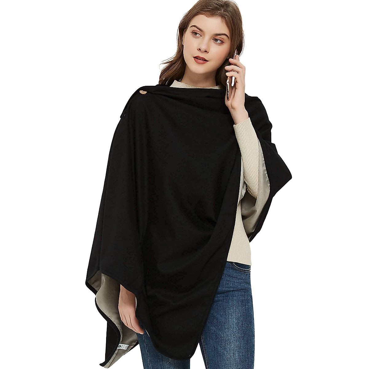 Radia Smart EMF Poncho and Hood Bundle, 5G Anti-Radiation, RF Shielding, Black