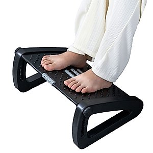 Ywbtflul Foot Rest for Under Desk at Work, Ergonomic 6 Heights Adjustable Footrest with Massage Roller, Portable Under Desk Foot Stool for Home,Office, Black
