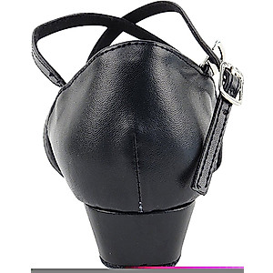 Women's Ballroom Dance Shoes Salsa Latin Practice Dance Shoes Black PU 1670FTEB Comfortable - Very Fine 1" Heel 7 M US [Bundle of 5]