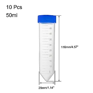 uxcell 10 Pcs 45ml Plastic Centrifuge Tubes with Screw-on Cap, Polypropylene Graduated Micro Centrifuge Tube, Conical Bottom, Blue, Storage Container for Beads Sample Lab