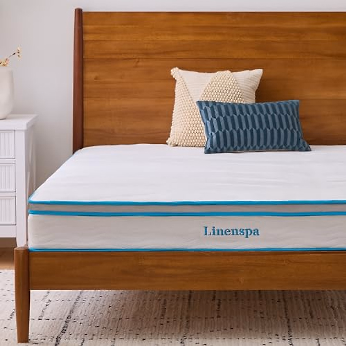 Linenspa 8 Inch Memory Foam and Spring Hybrid Mattress - Medium Firm Feel - Bed in a Box - Quality Comfort and Adaptive Support - Breathable - Cooling - Guest and Kids Bedroom - King Size