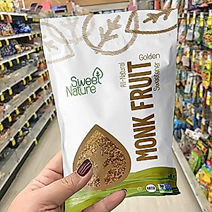 Sweet Nature Monk Fruit Golden Sweetener Non GMO Gluten Free Sugar Substitute Kosher 48 ounces (3 LB)