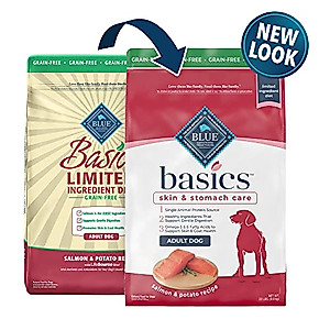 Blue Buffalo Basics Skin & Stomach Care, Grain Free Natural Adult Dry Dog Food, Salmon & Potato 22-lb
