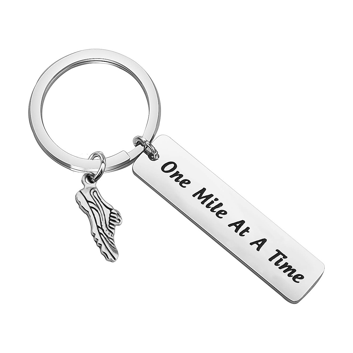 FOTAP Runner Gift One Mile At A Time keychain Runner jewelry Run Gift Marathon Jewelry Runner keychain Marathon gift(One Mile Key)