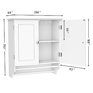 go2buy White Wall Mounted Cabinet Kitchen/Bathroom Wooden Medicine Hanging Storage Organizer