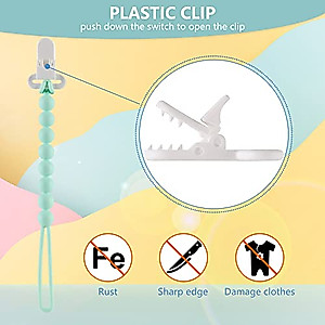 Silicone Pacifier Clip, 4 Pack One Piece Beads Pacifier Clip Holder for Baby Boys Girls, Flexible Pacifier Clips for Baby Essentials, Safe for Newborns, Teething Relief, Rust-Free Holder Clip
