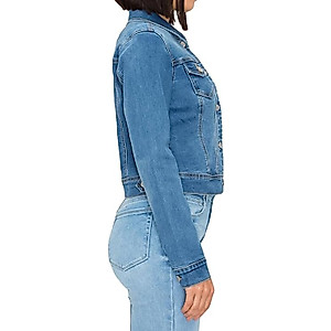 Wax Women's Basic Button Down Denim Jean Jacket, Medium Denim, Medium