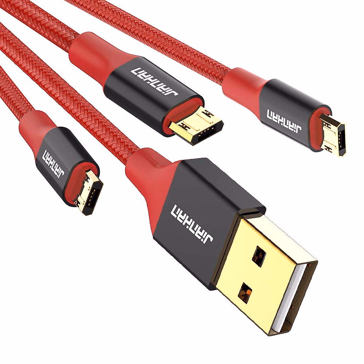 JianHan Reversible Micro USB Cable,[3-Pack] Braided Micro USB Charging Cable for Samsung Galaxy S7 S6 J7 Edge,Note 5,LG G3 G4,Kindle,PS4,Motorola,Android (1.5ft /3.3ft /6.6ft Red)