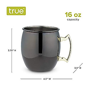 True Moscow Mule Mug, Stainless Steel, Copper Cups for Moscow Mules, Copper Bar Cart Accessories, 16 oz, Set of 2