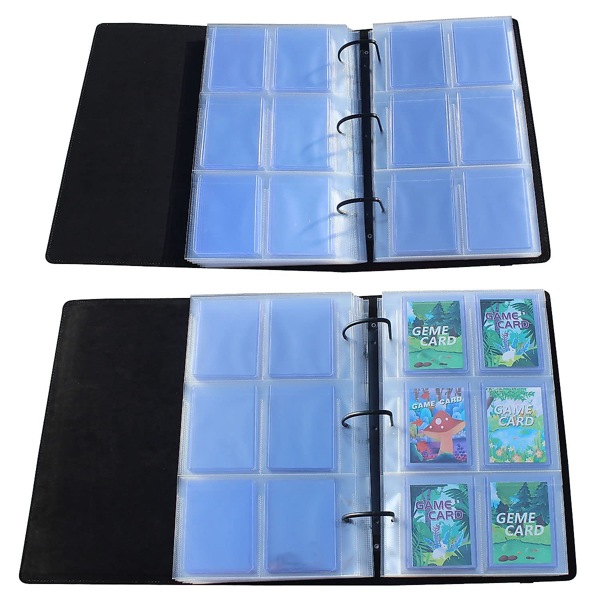 TURKRA Toploaders Binder with 25 Pages, 3-Ring Top Loaders Holder Album Holds 150 3" x 4" Standard Toploaders Hard Holders(Black)