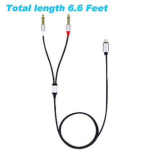 Enbiawit Lightning to Dual 6.35mm Mono Stereo Y-Cable Splitter Lightning to Dual 1/4 inch Audio Cable Compatible for iPhone14/13/12/11/X/XS/XR/8/7/iPad,Amplifier, Speaker, Headphone, Mixing Console