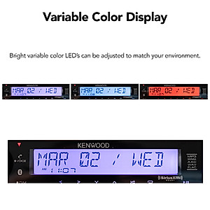 Kenwood KMR-D378BT Marine/Motorsports CD AM/FM Radio, Bluetooth, Amazon Alexa Compatible, SiriusXM Ready, Wireless Streaming - Pandora & Spotify, USB and AUX Input, Variable Color Display