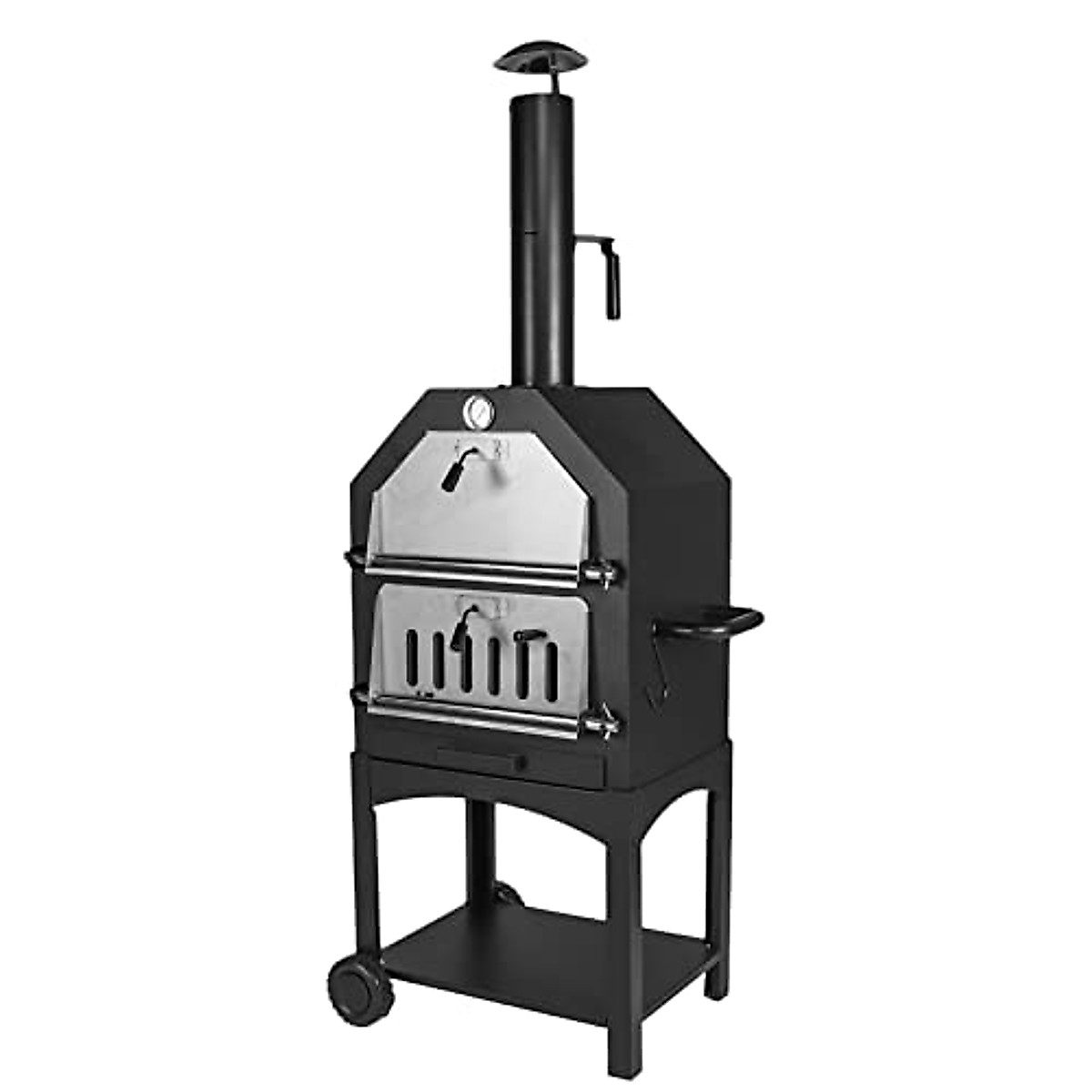 6 Pcs/set 2-Layer Wood Fired Oven for Outside with Grill,Outdoor Pizza Oven,Pizza Maker Camping Cooker,Portable BBQ Cooking Grill (2-Layer Wood Fired Oven)