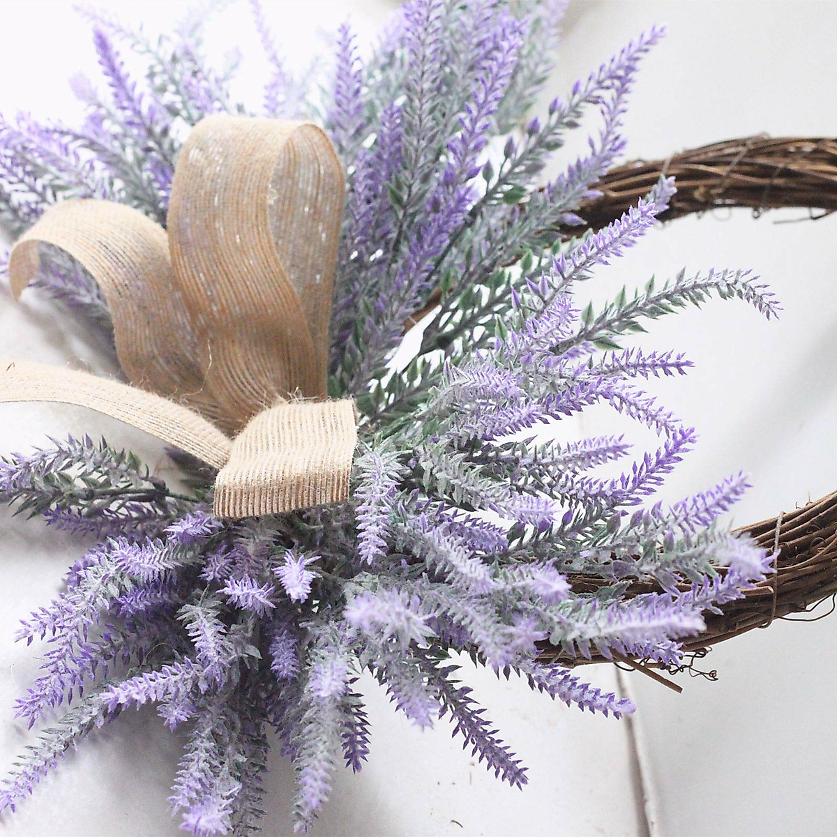 æ— 18 Inch Artificial Lavender Wreath, Silk Lavender Wreath with Bow, Spring Summer Wreath for Front Door Window Wall Wedding Party Home Garden Decor, Purple, 210118XH02-9300-1815254331