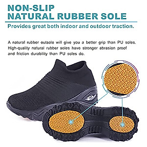 ENOSKY Non Slip Shoes for Women Food Service,Orthopedic Shoes for Women,Walking Shoes Women,Slip On Shoes Women,Work Shoes Arch Support Gym Comfortable Wide Width Sock Sneakers Black