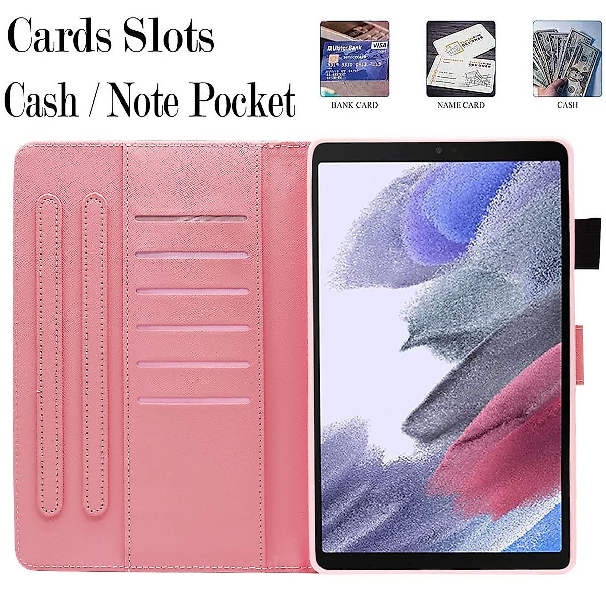 Nannxiebky Samsung Galaxy Tab A7 Lite Case 8.7 Inch Cover Model SM-T220 T225 T227, Multi-Viewing Angle Folio Wallet Stand Case for Galaxy A7 Lite 8.7" 2021 Tablet, Bird Flower