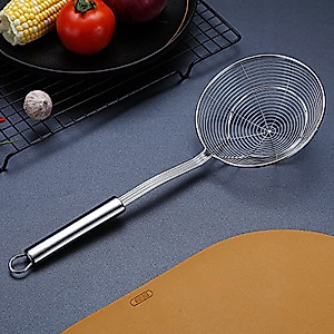 Strainer Spider Skimmers For Kitchen Cooking and Frying Food,Kyraton Stainless Steel Slotted Spoon Pasta Strainers Tomato Food Strainer Skimmer Ladle For Pasta.