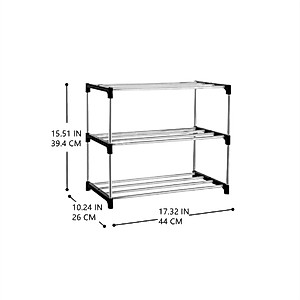 Xerhnan 3-Tier Stackable Small Shoe Rack, Lightweight Shoe Shelf Storage Organizer for Entryway, Hallway and Closet(Black)