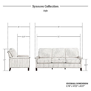 Lexicon Synnove Fabric Living Room Sofa, Beige/Gray