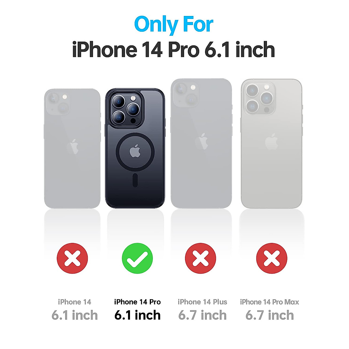 Meifigno Magic Mag Series Designed for iPhone 14 Pro Case, [Military Grade Protection & Compatible with MagSafe], Translucent Matte Back with Soft Edge Magnetic Case, for iPhone 14 Pro 6.1", Black