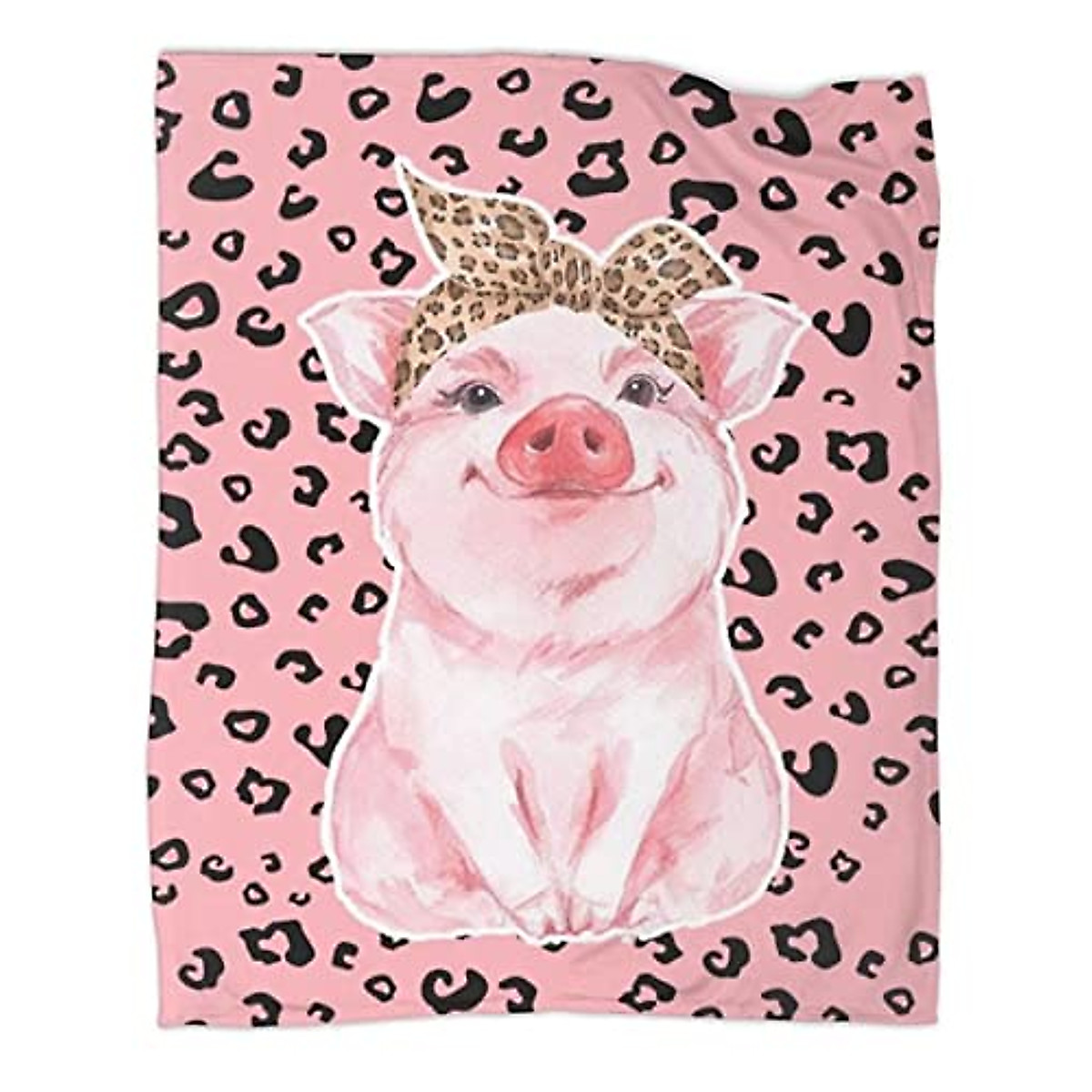 Cute Pig Cozy Soft Flannel Blanket Luxury Fleece Bed Blanket Throw Blanket Lightweight for Sofa Chair Bed for Couch Living Room 50"X40"