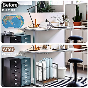 Telawsfun Blueprint Storage Rack Cart,12 Slots Blueprint Holder with Wheels to Storage Poster Architectural Construction Plan Wrapping Paper,Metal Mobile Roll Paper Organizer