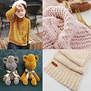 YUYOYE 100% Micro Polyester Soft Velvet Yarn Blanket Yarn for Crochet and Knitting, Chenille Yarn -Dark Caramel