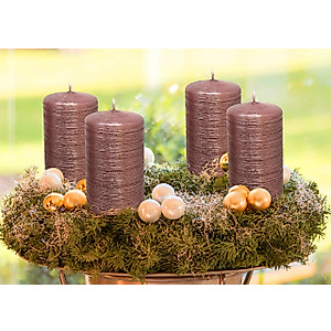 Hyoola Brushed Metallic Pillar Candles - 6 Pack - Rose Pink Pillar Candles - European Made Decorative Pillar Candles - 2.75 Inch x 5 Inch